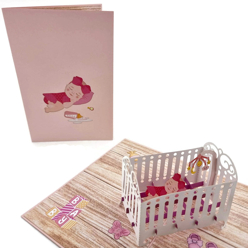 Pink Baby Cot Pop Up Card – Color Pop Cards